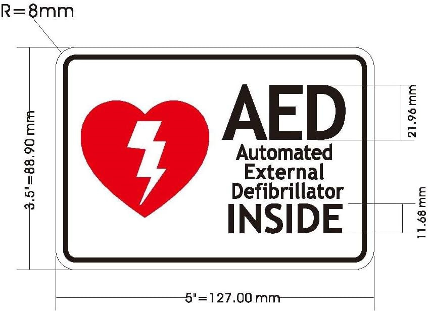 AED AUTOMATED EXTERNAL DEFIBRILLATOR INSIDE sticker decal