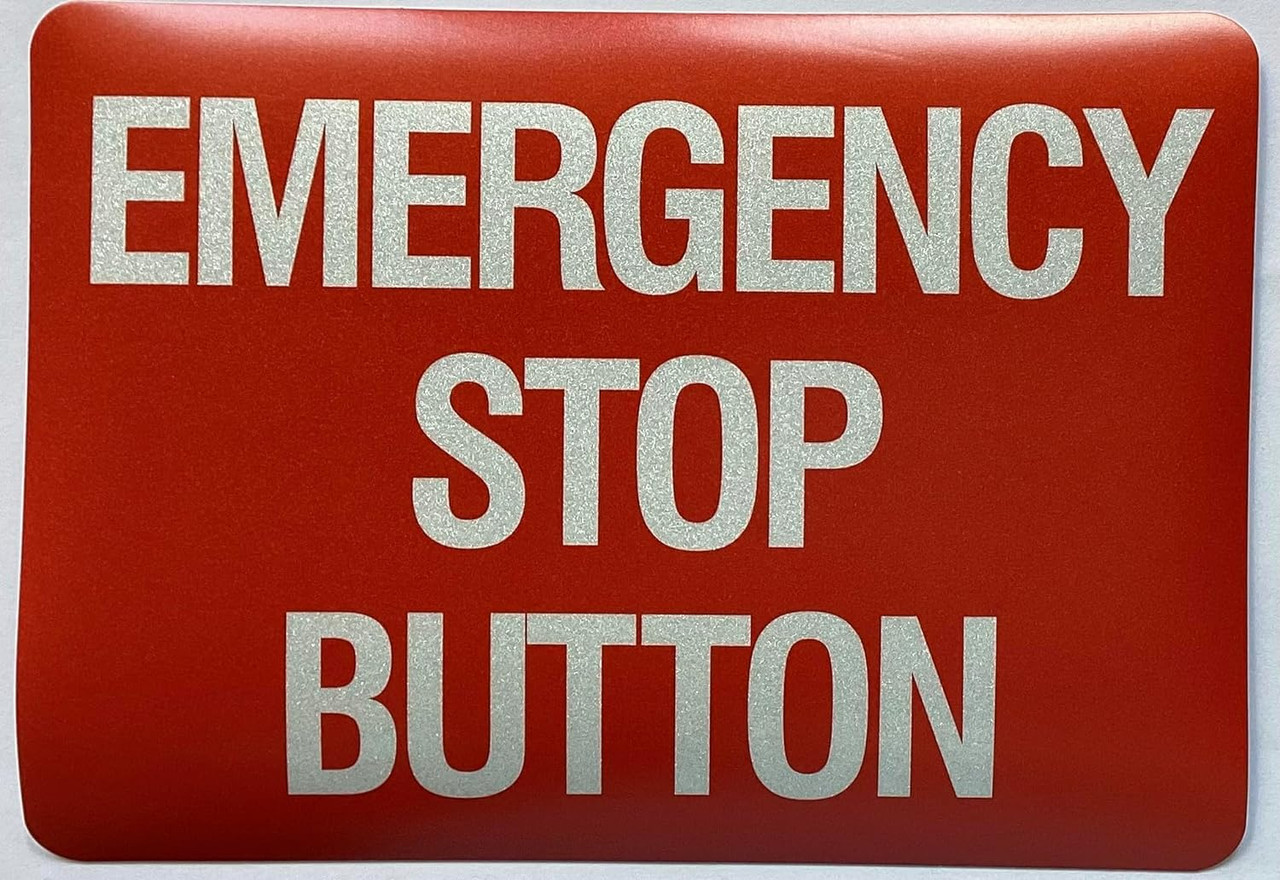 5 PACK -EMERGENCY STOP BUTTON Decal/STICKER