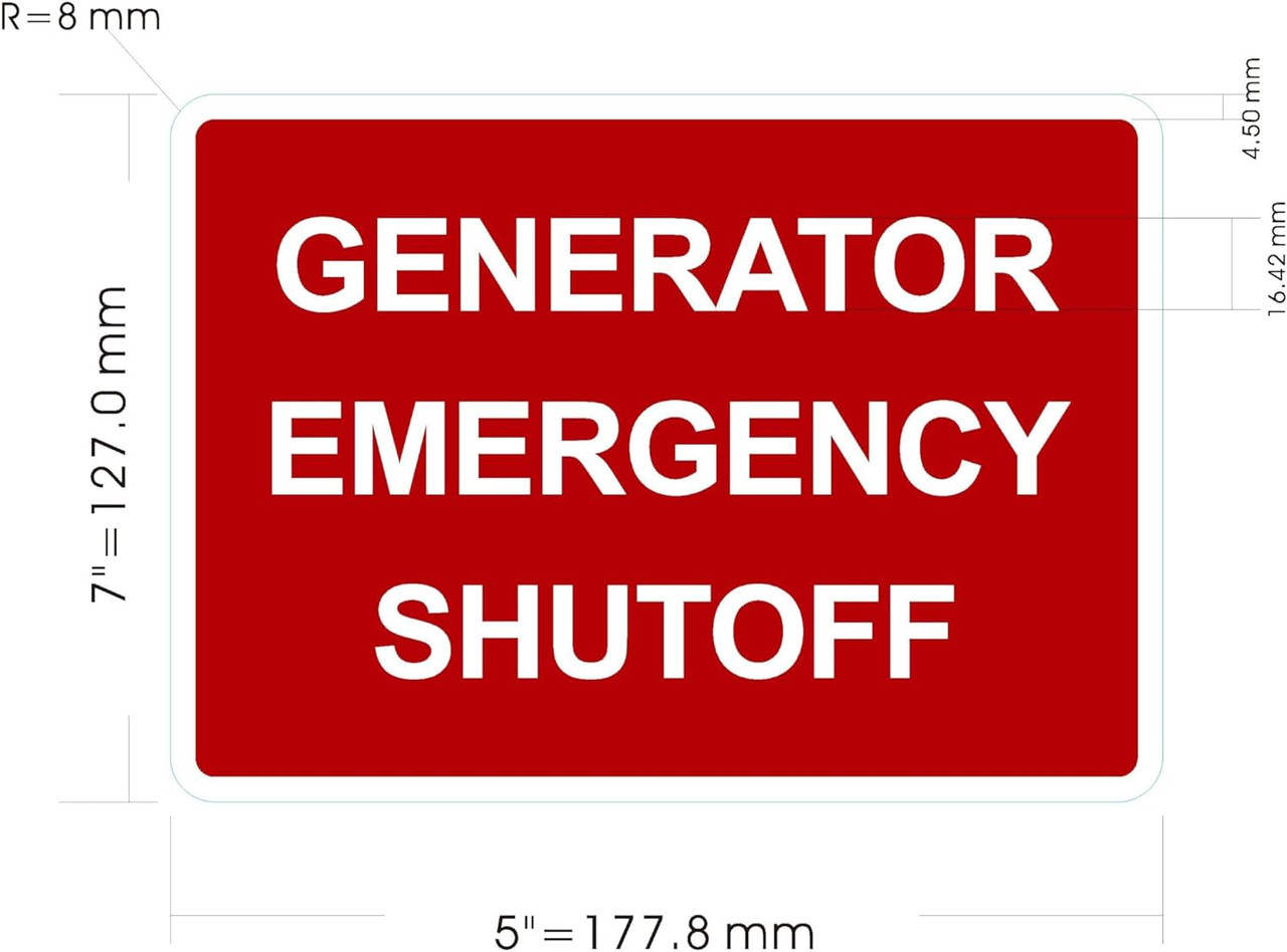 5 PACK -GENERATOR EMERGENCY STOP Decal/STICKER (RED, REFLECTIVE, PVC ...