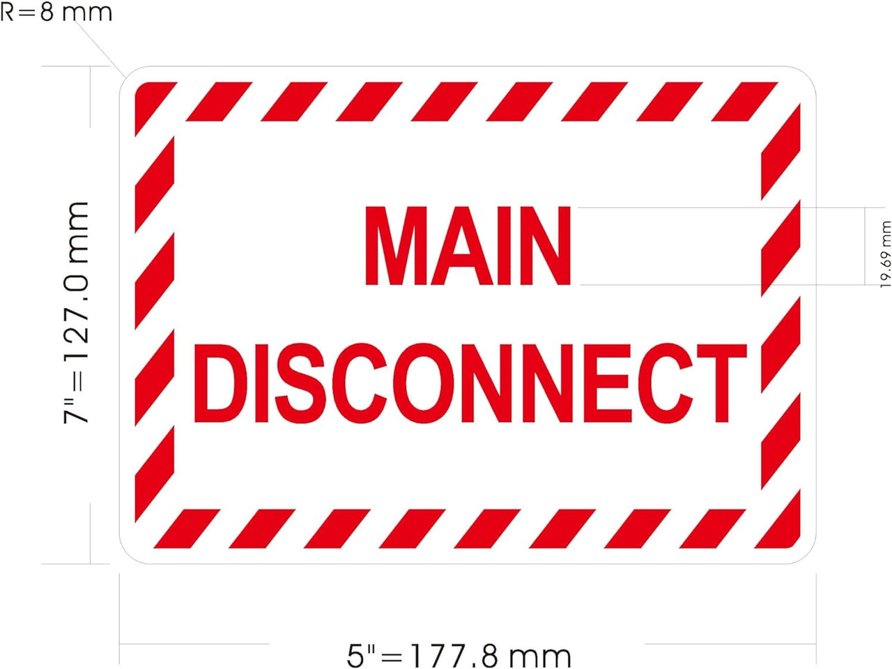 5 PACK - MAIN DISCONNECT Decal/STICKER (REFLECTIVE !!!, WHITE PVC ...