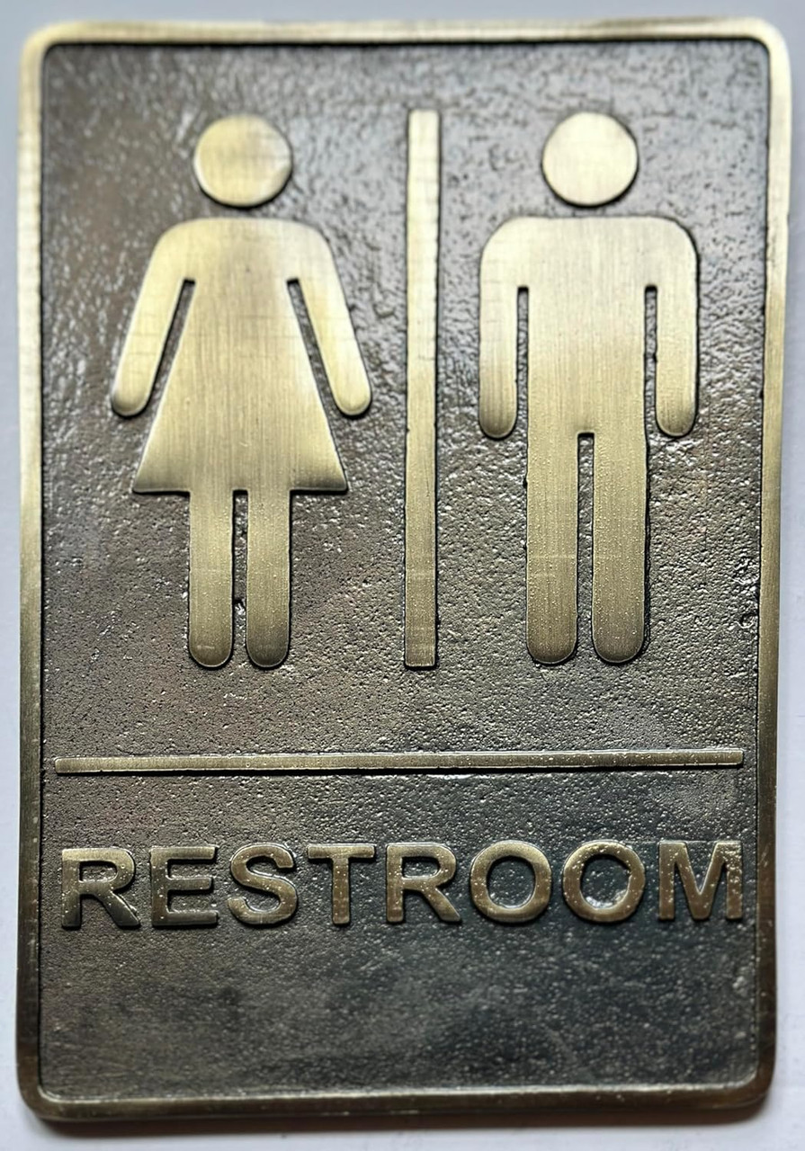 Cast Aluminium Restroom sign (Antique gold-brass, Size 6x9)-THE ...