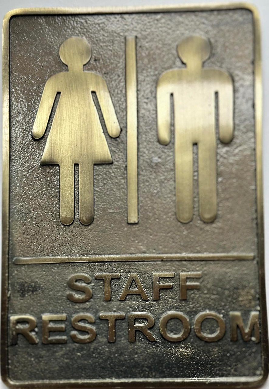 Cast Aluminium staff Restroom sign (Antique gold-brass, Size 6x9)-THE ...