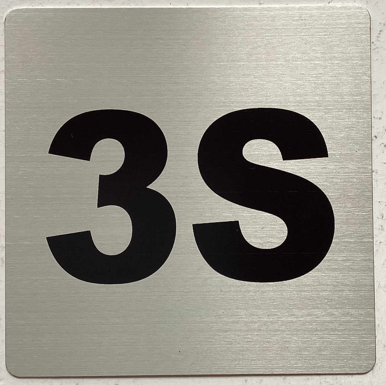 Apartment number 3S sign (4x4 inch, SILVER, double sided tape) - The ...