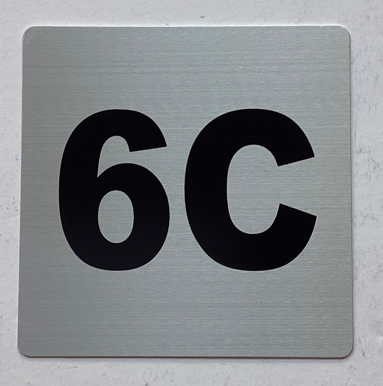 Apartment number 6C sign (4x4 inch, SILVER, double sided tape) - The ...