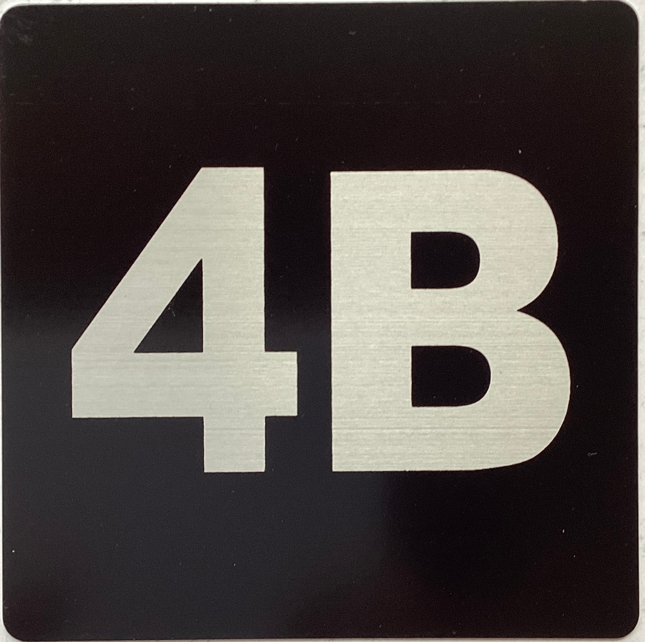Apartment number 4B sign (4x4 inch, Black, double sided tape) - The ...