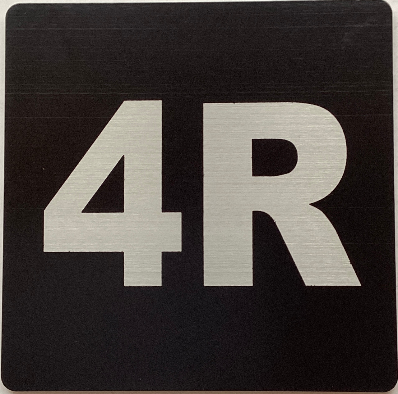 Apartment number 4R sign (4x4 inch, Black, double sided tape) - The ...