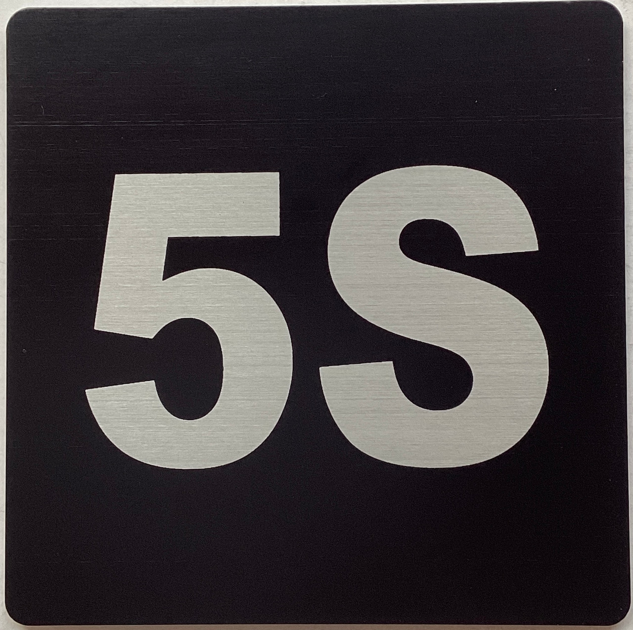Apartment number 5S sign (4x4 inch, Black, double sided tape) - The ...