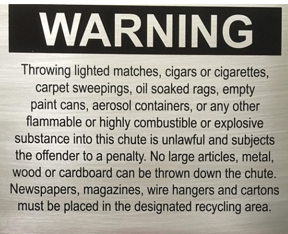 nyc chute sign code refuse room code nyc