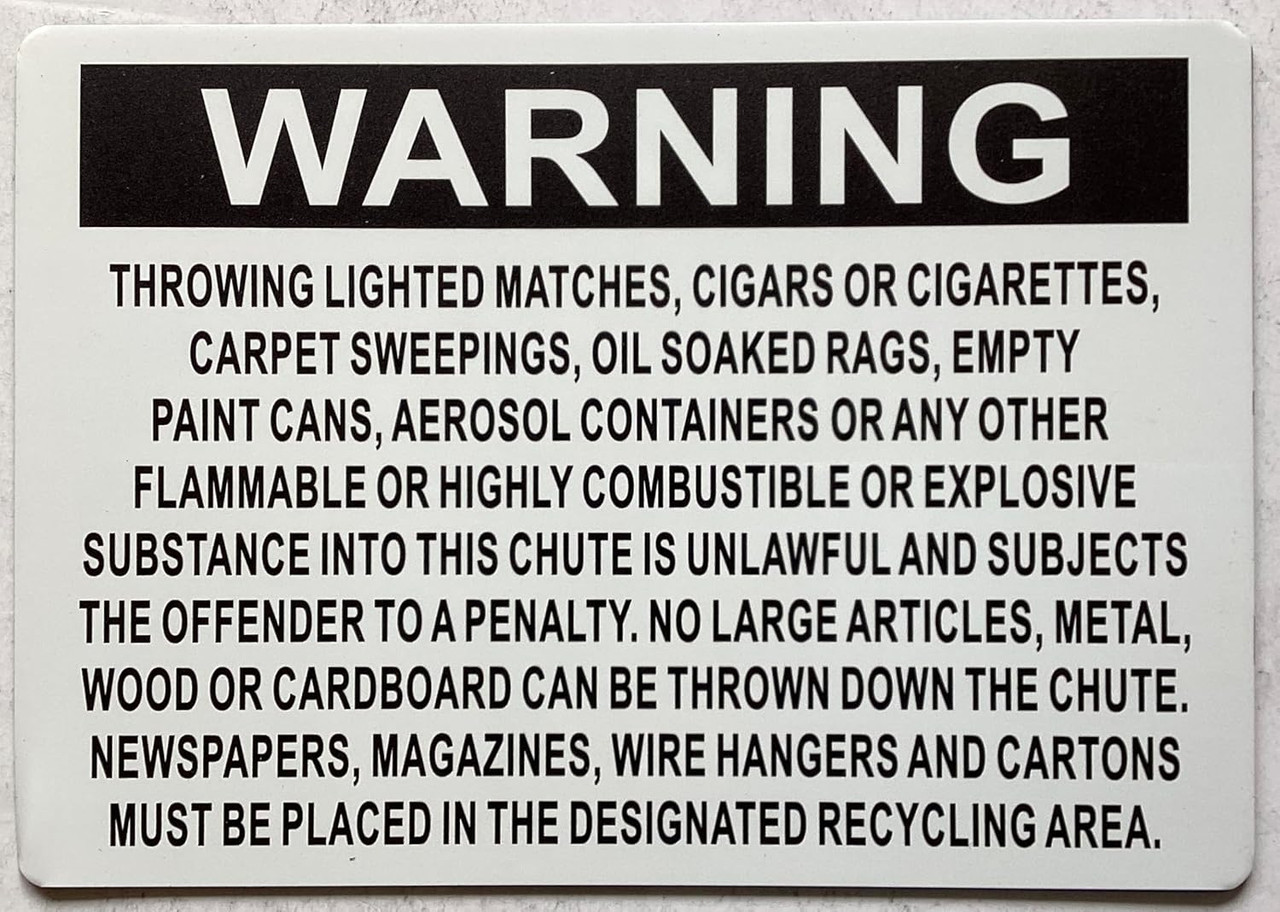 CHUTE SAFTEY SIGN/CHUTE WARNING SIGN (WHITE, SIZE 10X12 inch, DOUBLE ...