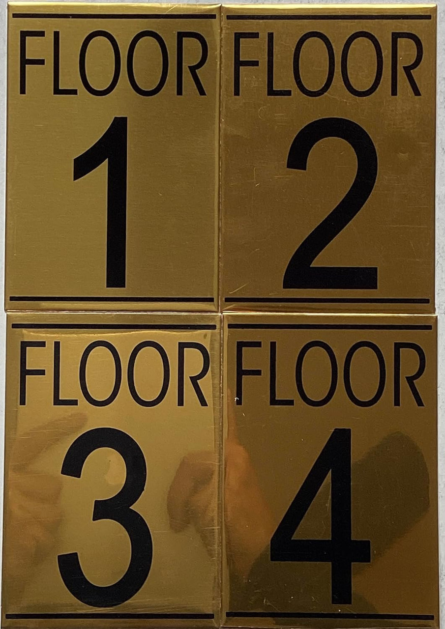 Floor Number set Sign - 4-Pack Metal Floor Signs, Aluminum Signs for ...