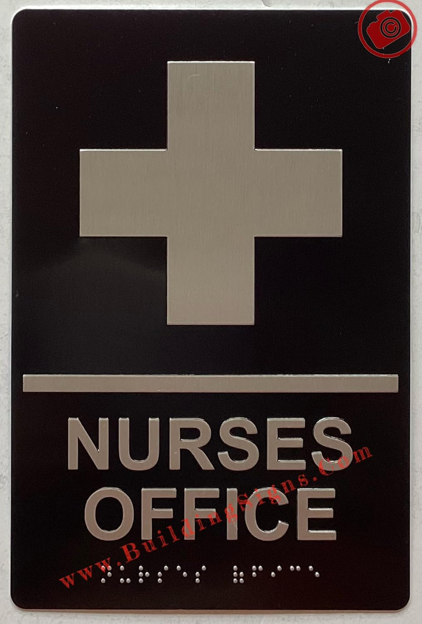NURSES OFFICE SIGN Raised letters & Grade 2 Braille - Includes Red ...