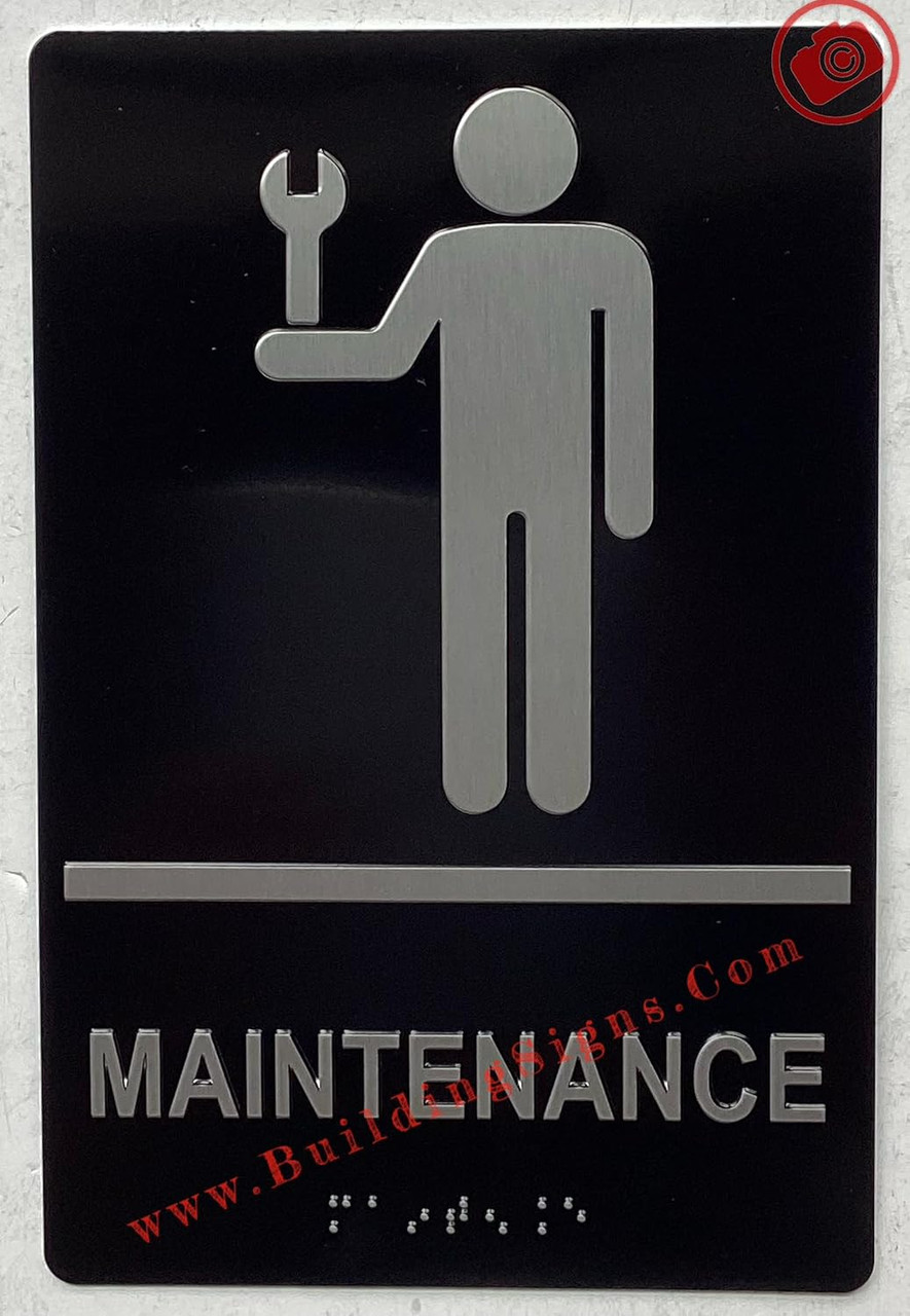 MAINTENANCE SIGN Raised letters & Grade 2 Braille - Includes Red ...
