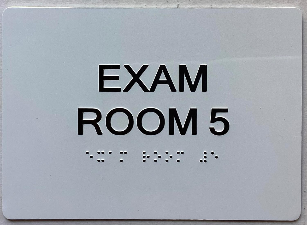 Exam room sign with Raised letters,Grade 2 Braille 5" W x 7" H,white ...