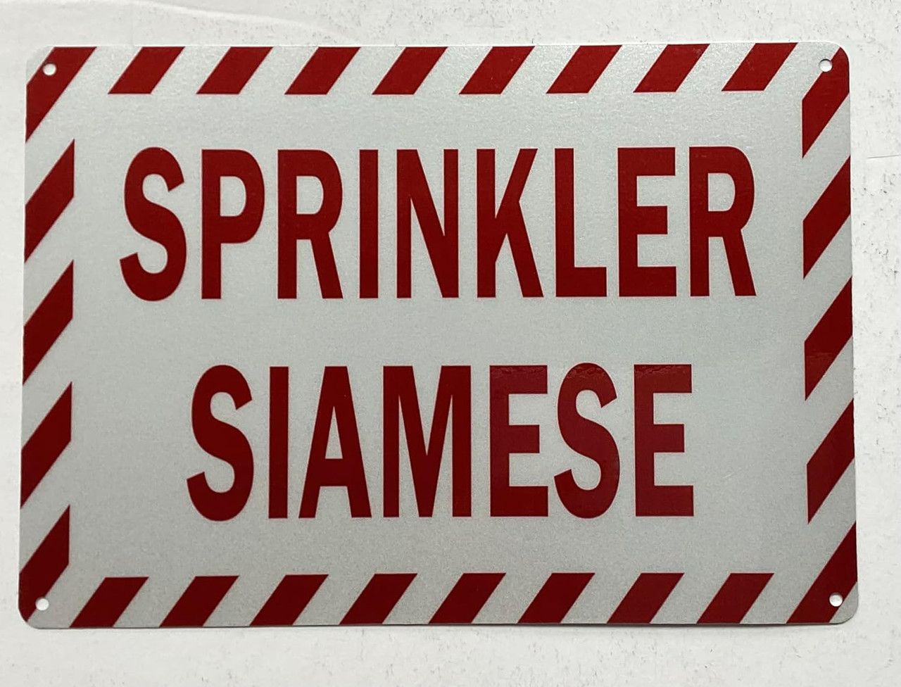 Sprinkler Siamese Sign (REFLECTIVE, WHITE, ALUMINIUM MATERIAL,7X10 INCH ...