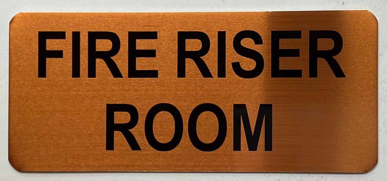 FIRE RISER ROOM SIGN (Gold color, aluminum, Size 3.5X8 inch)- The Gold ...