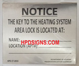 HPD Keys to boiler room SIGN (HMC § 27-2033)