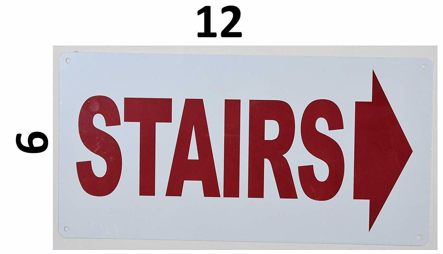 Stairs (Arrow Left) Sign (White Background,Aluminium, )