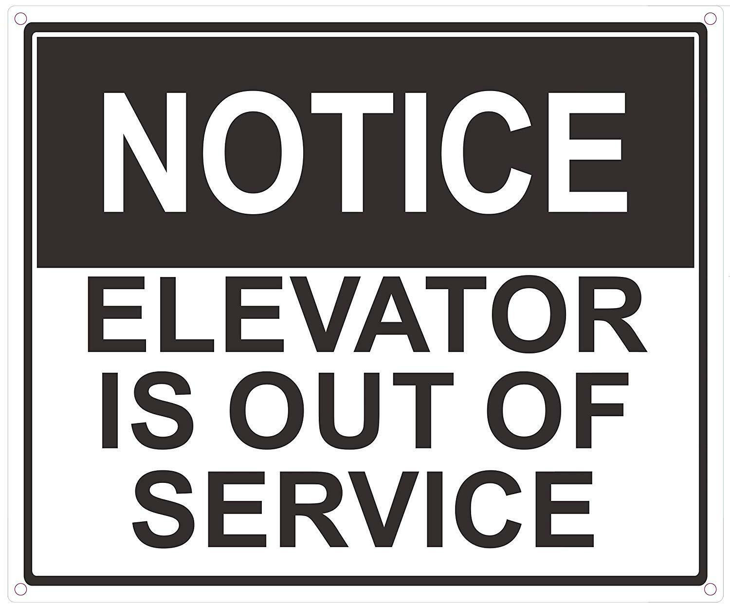 Notice Elevator is Out of Service Sign (White Background,Aluminium, )