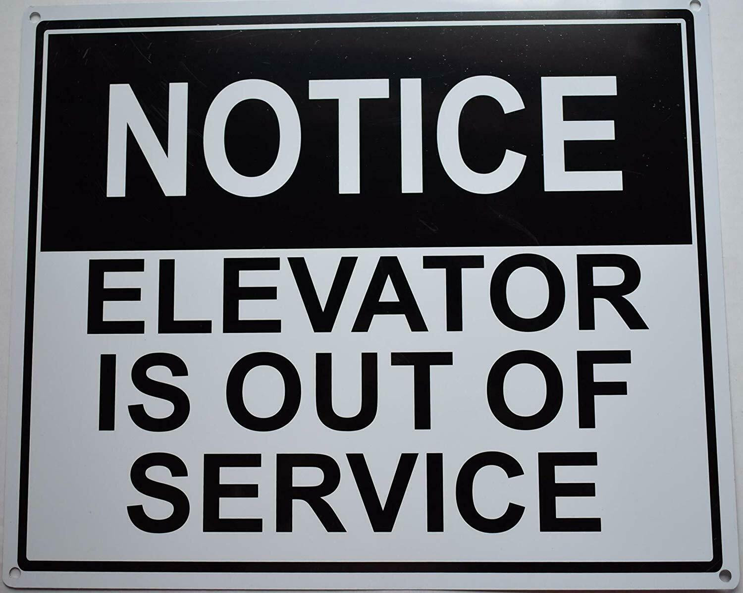 Notice Elevator is Out of Service Sign (White Background,Aluminium, )