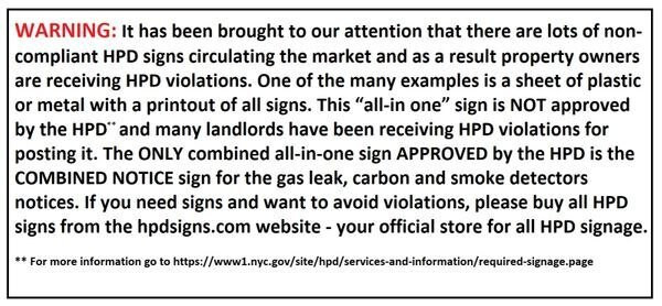 HPD Housing Information Guide sign (§ 26-1103)