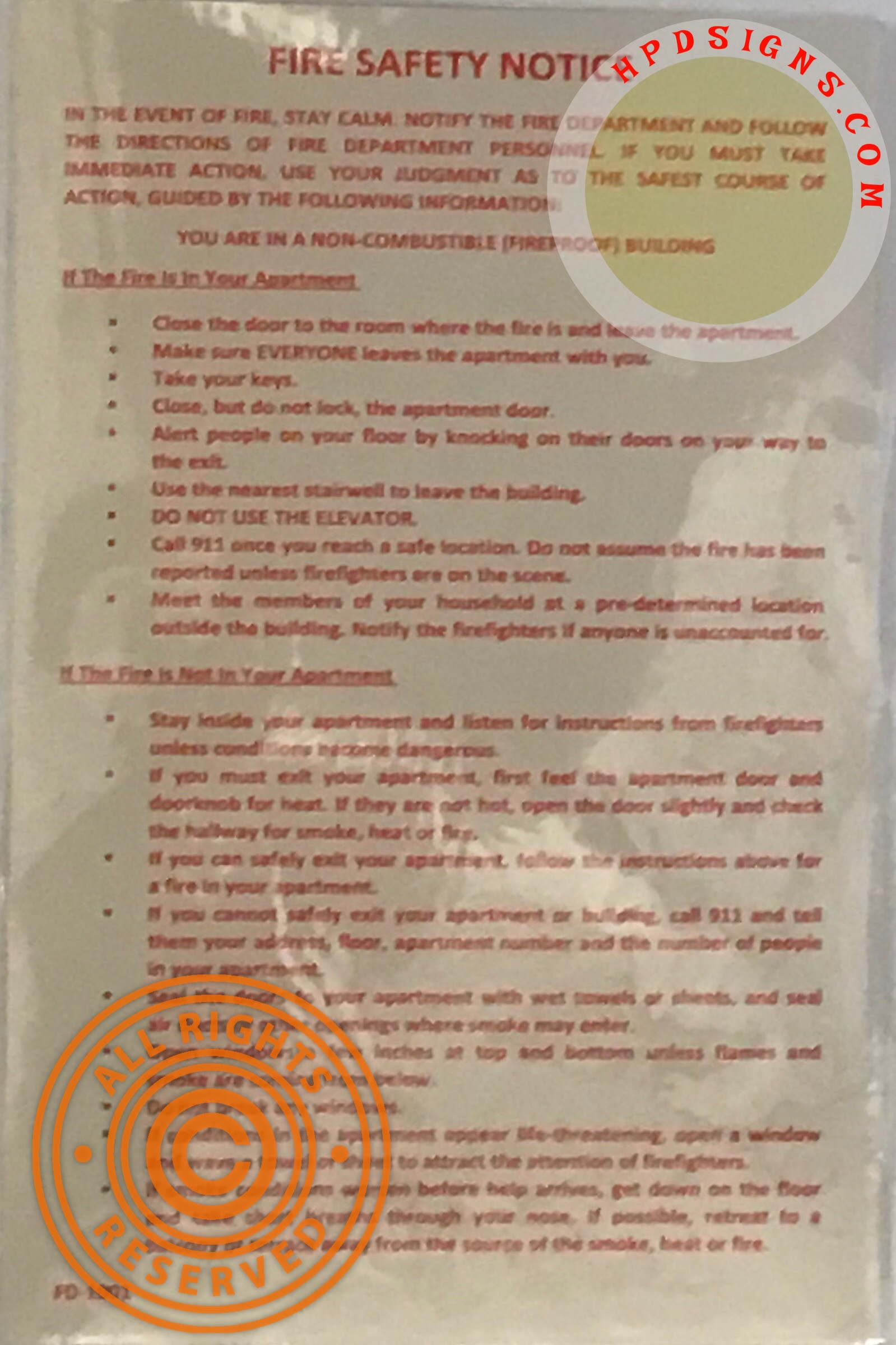 FIRE SAFETY NOTICE FIRE HPD FIRE PROOF BUILDING (1)