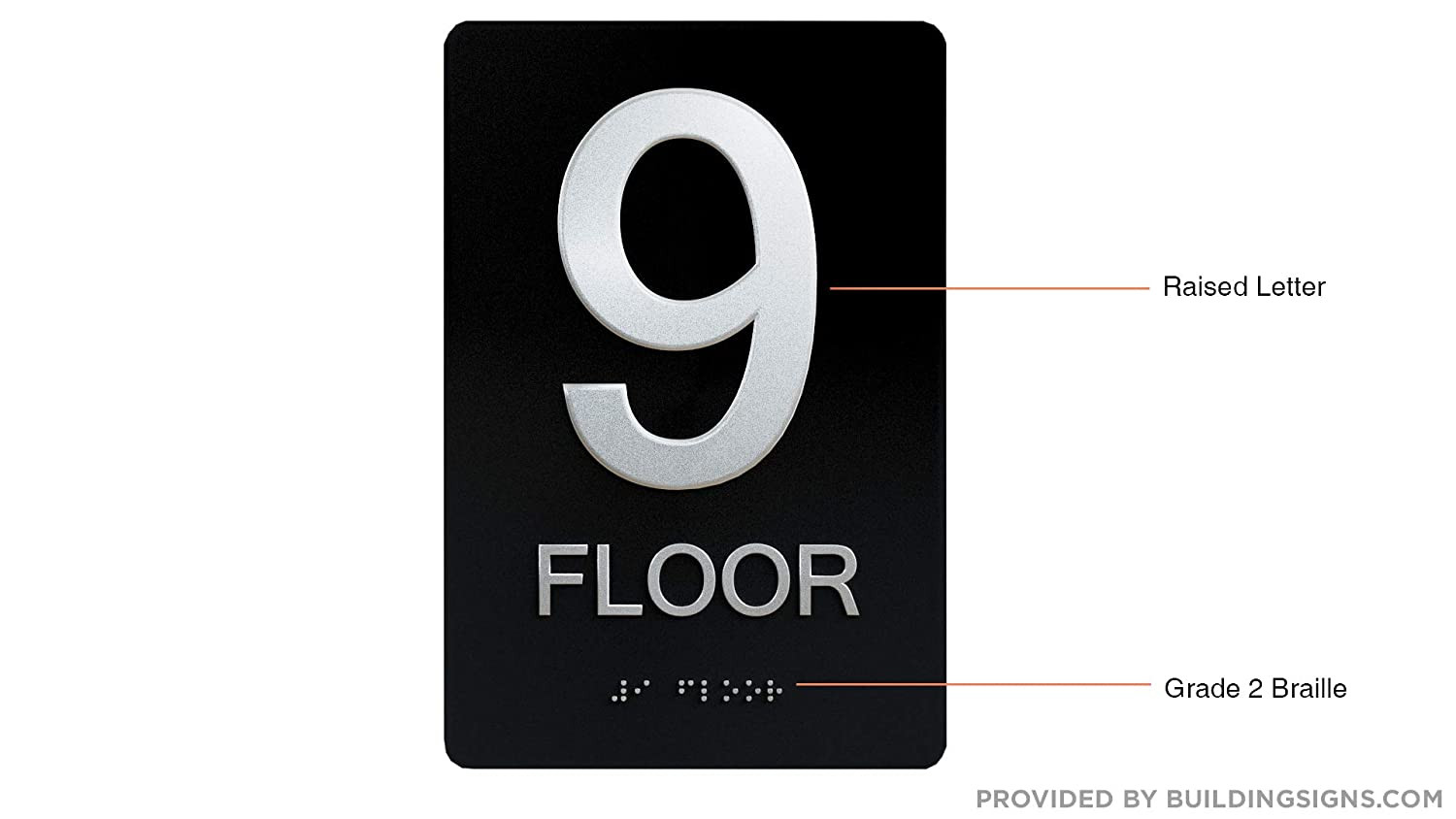 Floor Number Sign -Tactile Signs 9TH Floor Sign The Sensation line