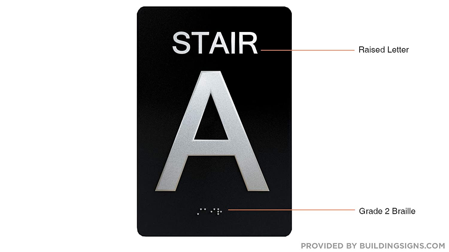 Stair A Sign -Stair Number Sign Black (Aluminium, Black/Silver) The ...