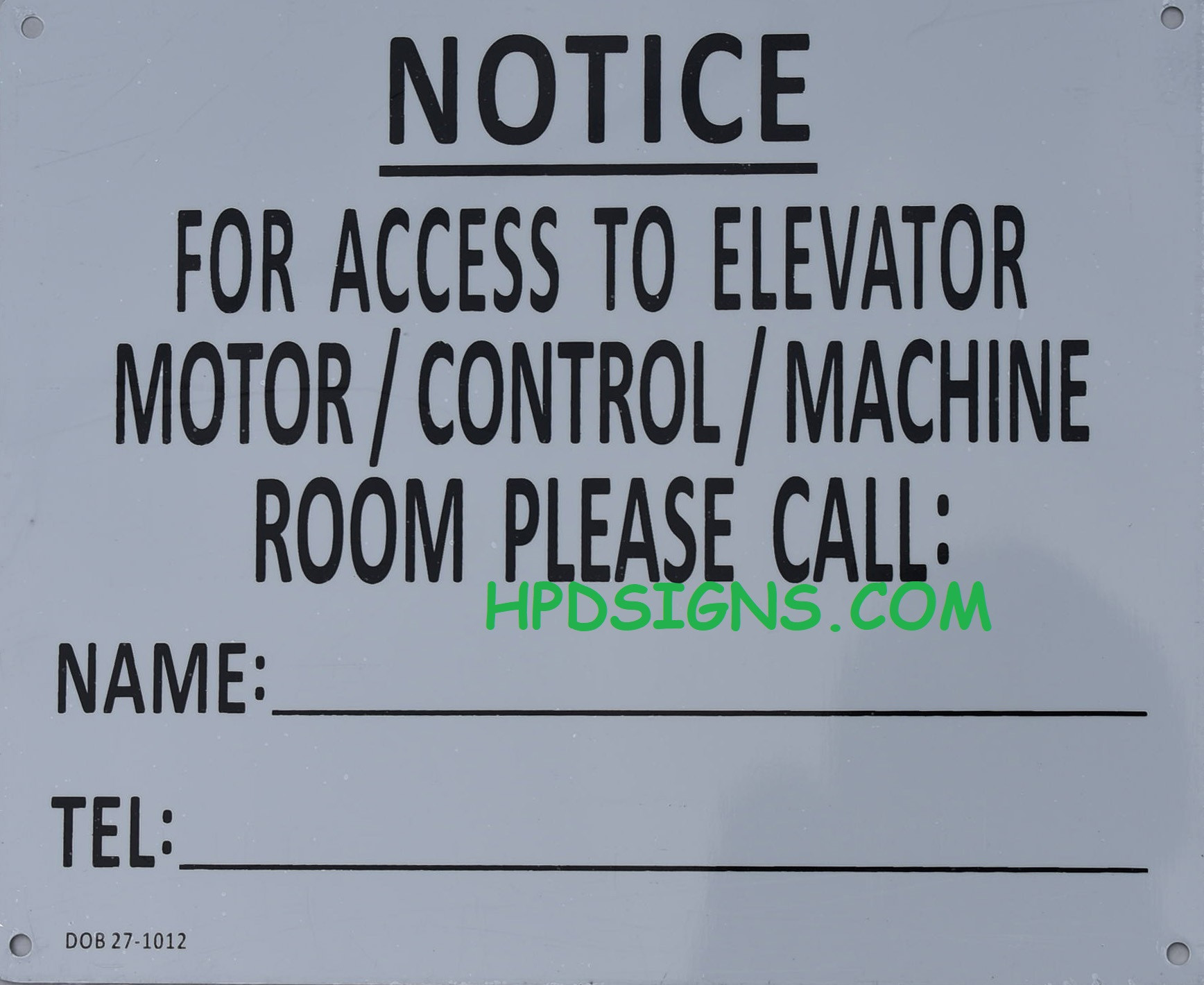 KEY TO THE ELEVATOR MACHINE ROOM SIGN