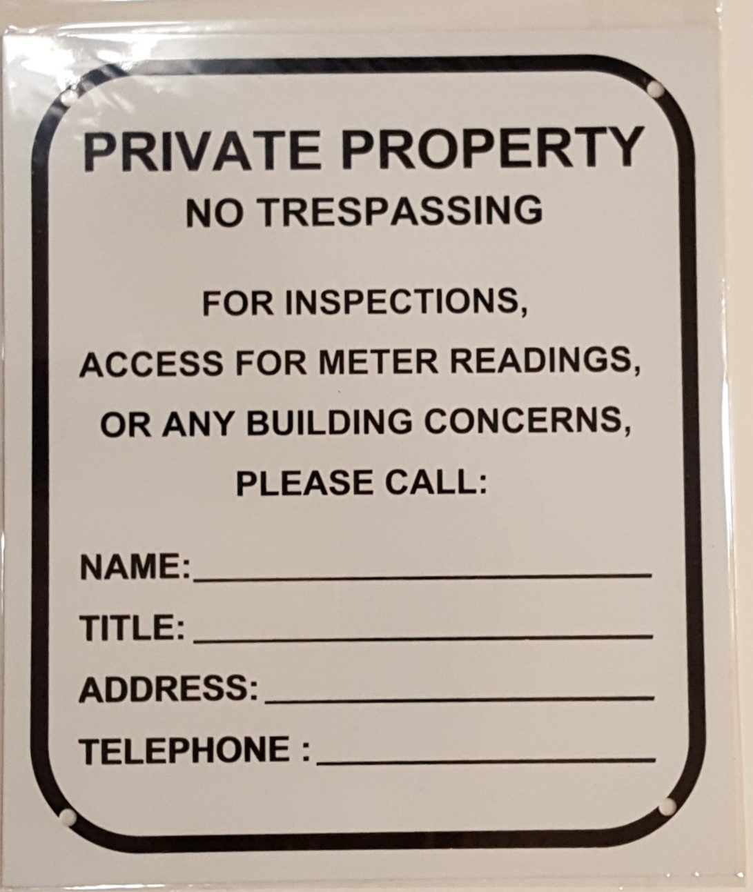 BUILDING ACCESS CONTACT SIGN