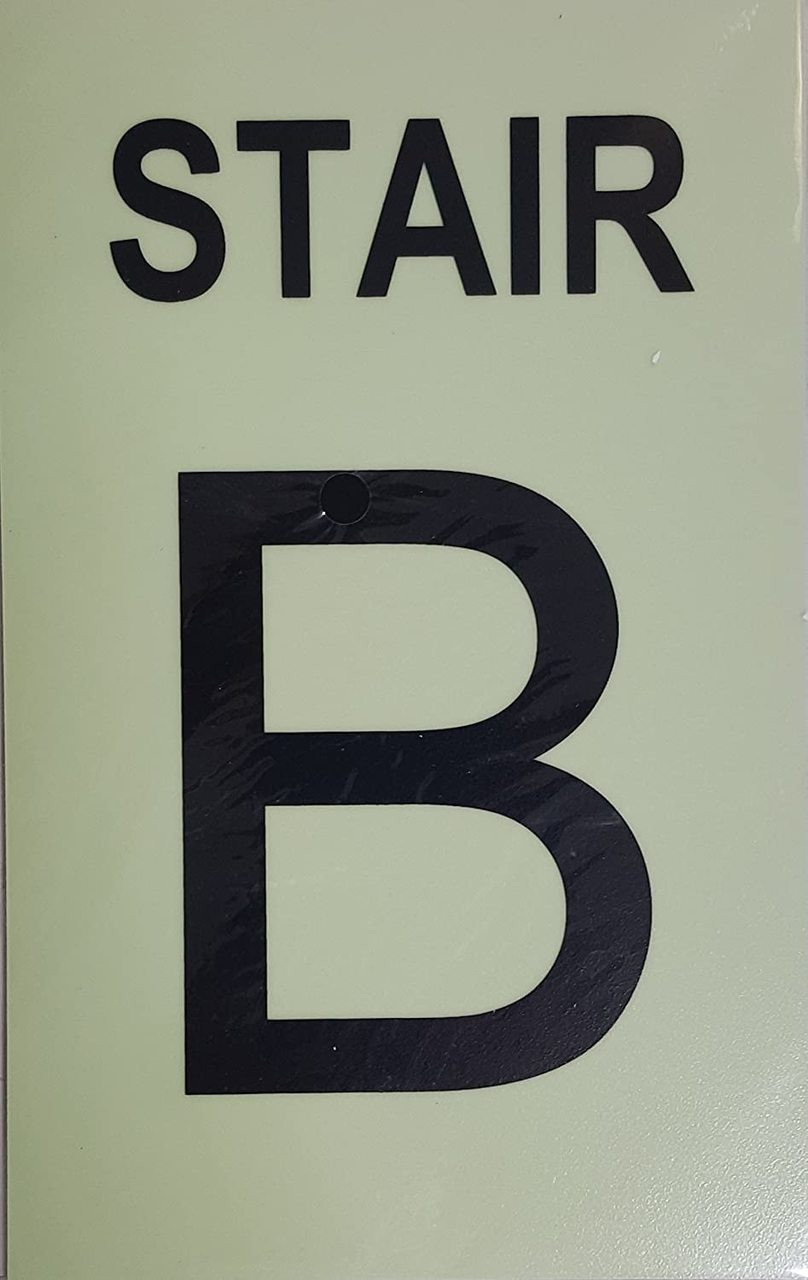 Stairs (Arrow Left) Sign (White Background,Aluminium, )