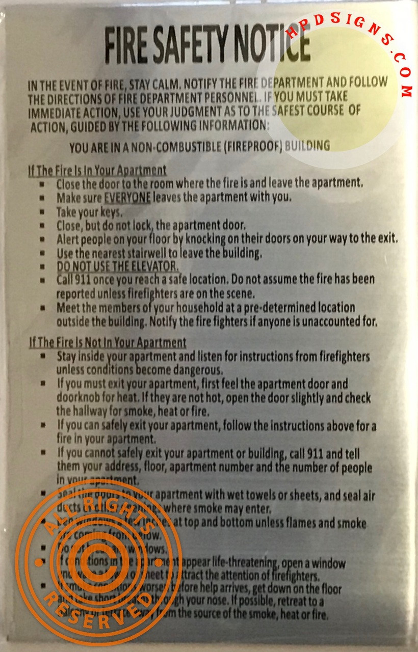 FIRE SAFETY NOTICE FIRE HPD NOON FIRE PROOF BUILDING (1)