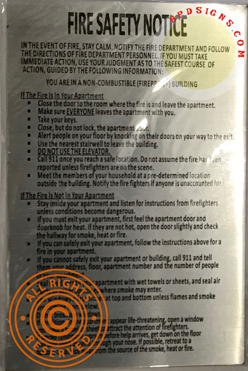 FIRE SAFETY NOTICE FIRE HPD NOON FIRE PROOF BUILDING (1)