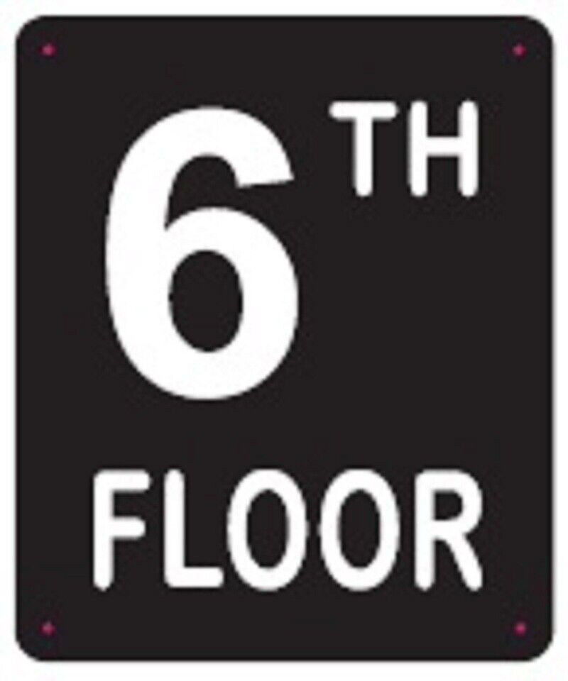 6TH FLOOR SIGN (10X12,Black Aluminum) - HPDSIGNS.NYC