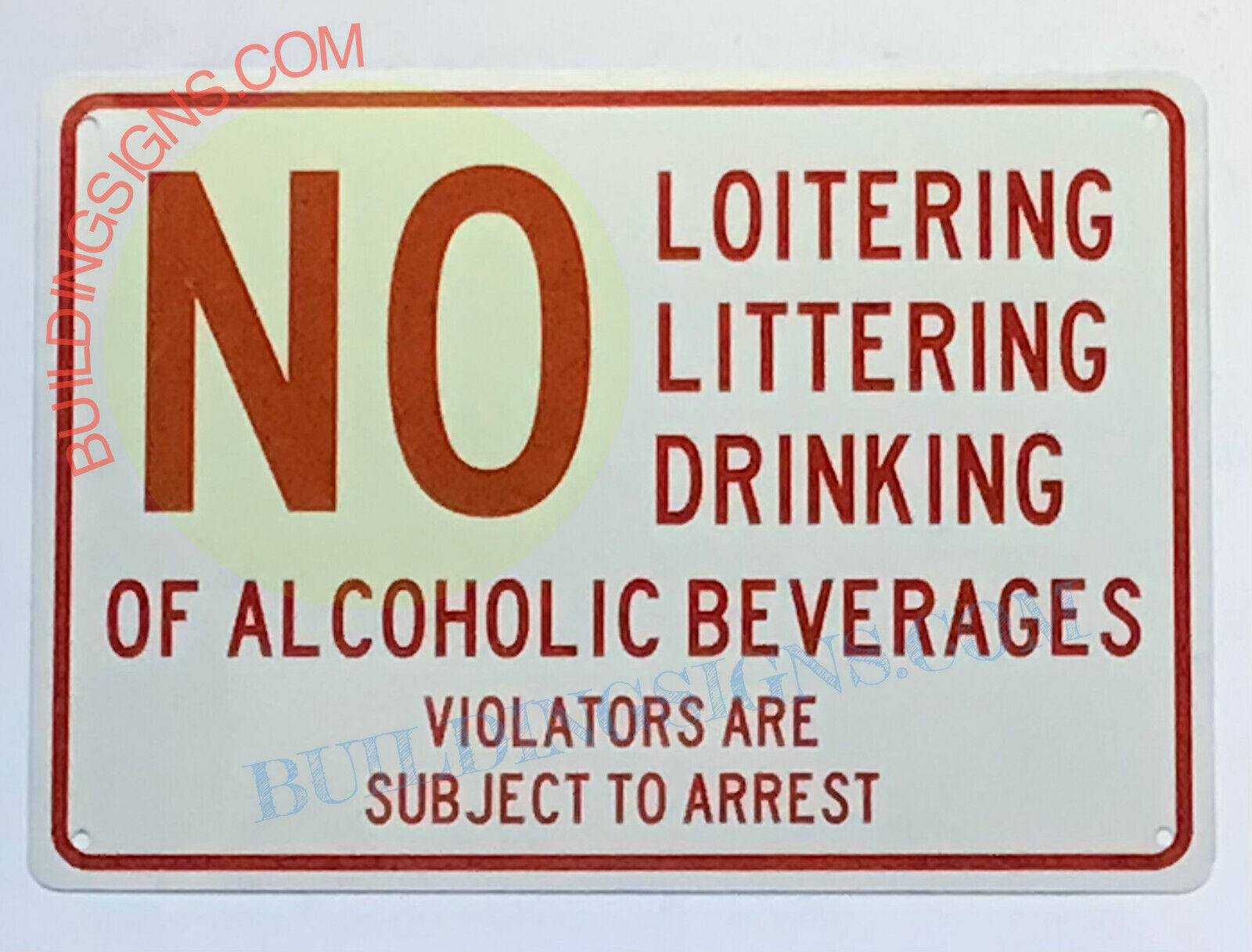 NOTICE NO SMOKING DRINKING LOITERING SIGN (7X10,WHITE ,Aluminum ...