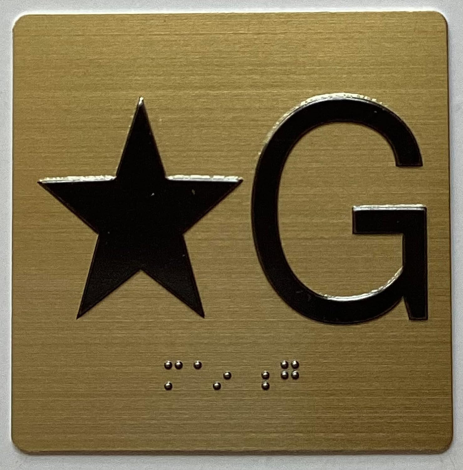 Star Ground (Star G) Floor Elevator Jamb Plate Sign with Braille and ...