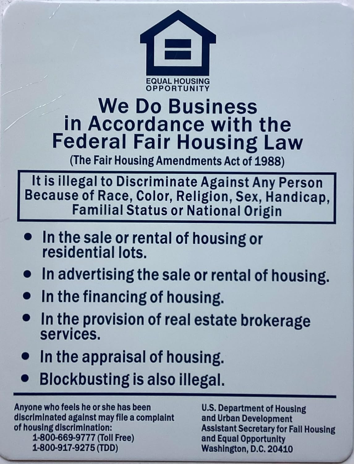 Equal HOUSING Opportunity Sign