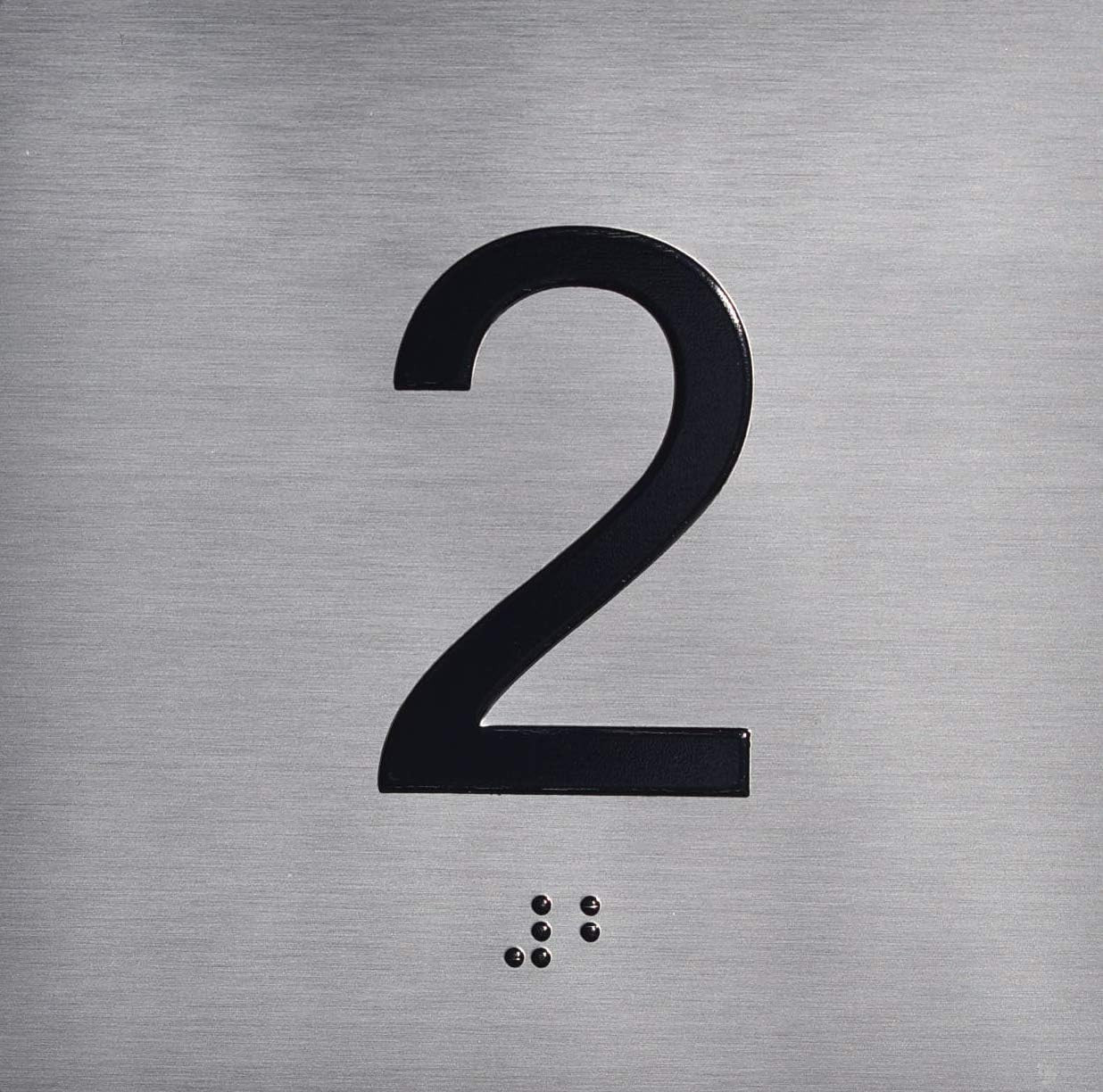 Elevator JAMB Plate with Braille - Elevator Floor Number Brush SILVER ...