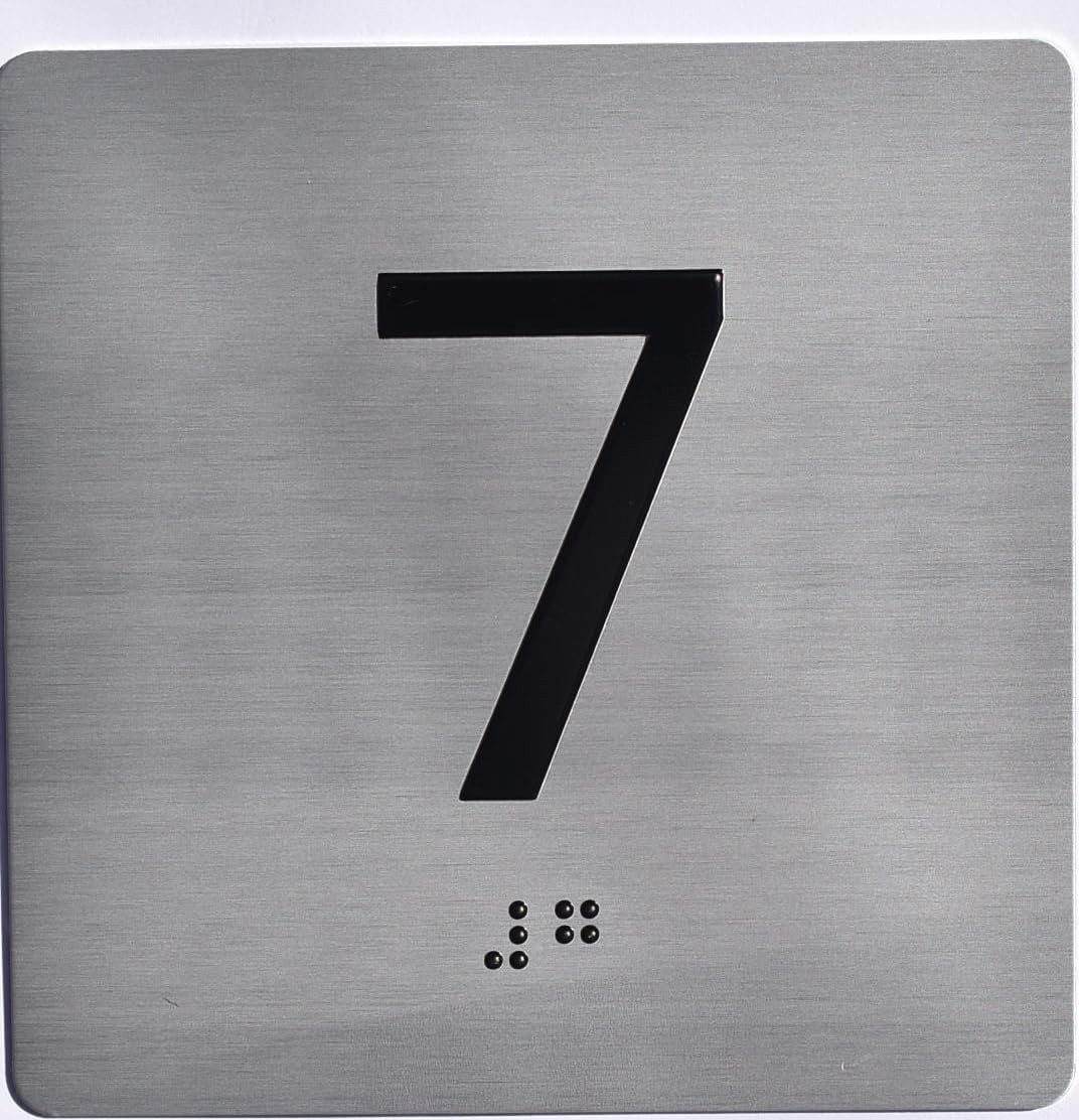 Elevator JAMB Plate with Braille - Elevator Floor Number Brush SILVER ...