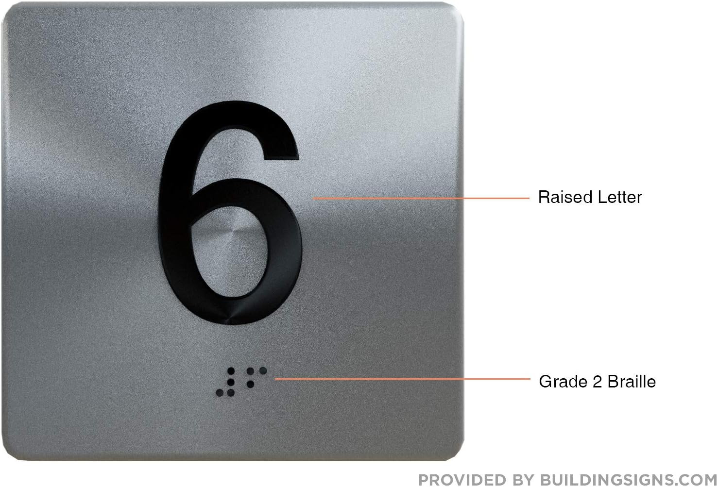 Elevator JAMB Plate with Braille - Elevator Floor Number Brush SILVER ...