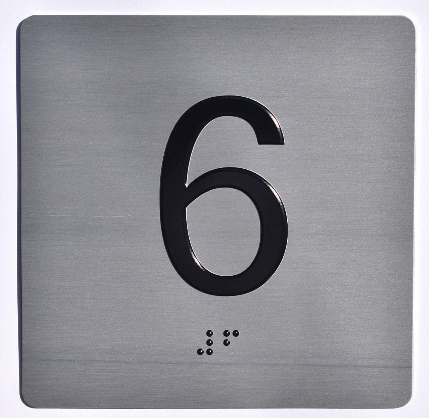 Elevator JAMB Plate with Braille - Elevator Floor Number Brush SILVER ...