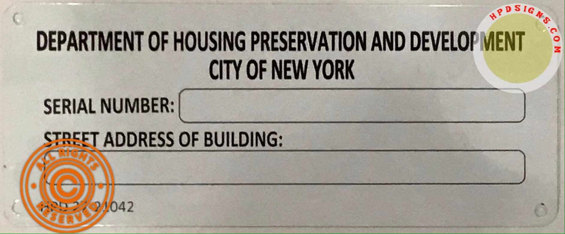 BUILDING REGISTRATION NUMBER Signage