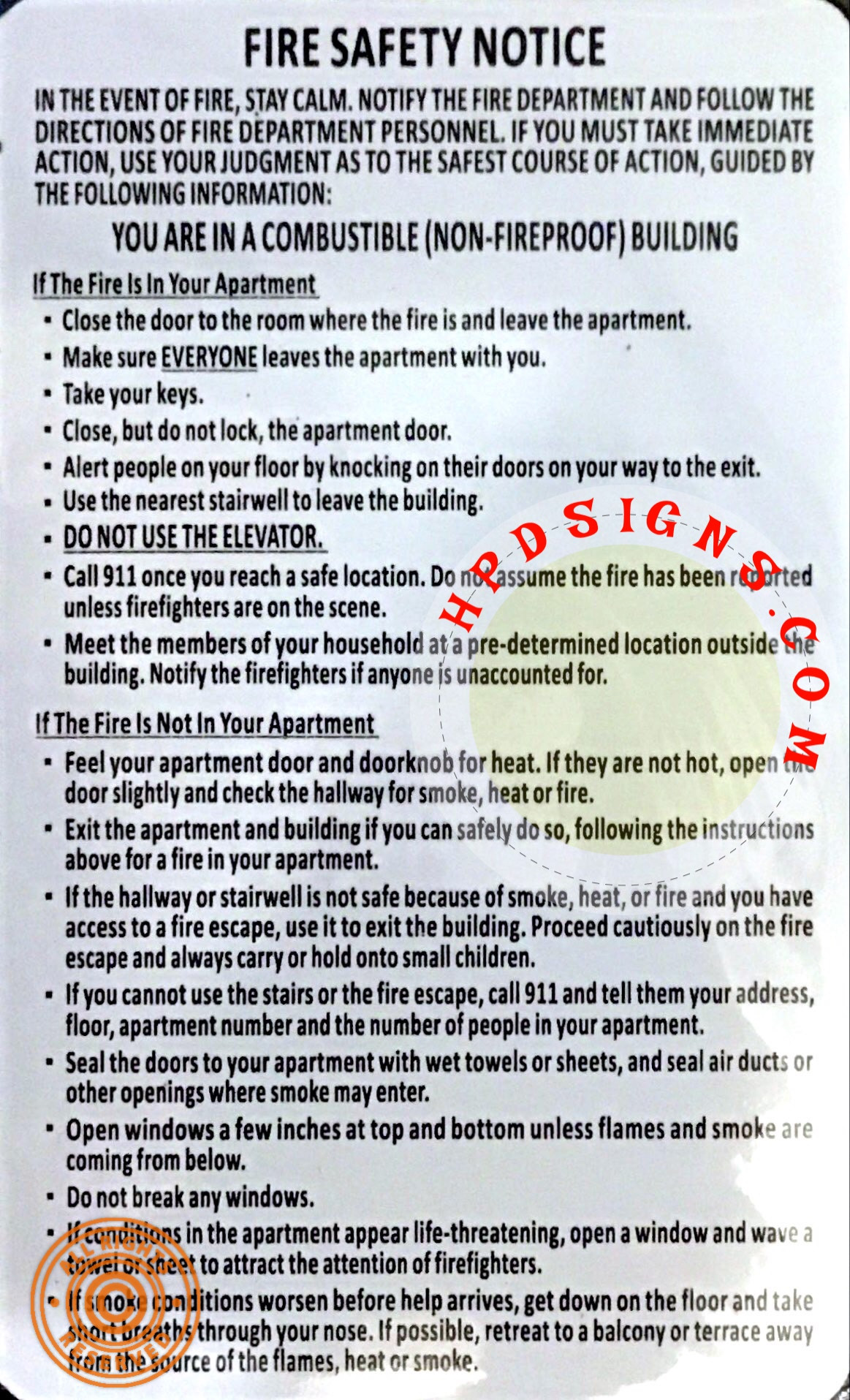 FIRE SAFETY NOTICE FIRE HPD FIRE PROOF BUILDING (1)