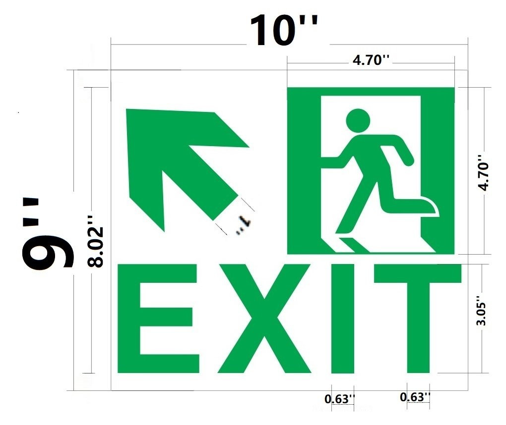 Exit Sign-UP Left -Adhesive Sign !! (Glow in The Dark Sign ...