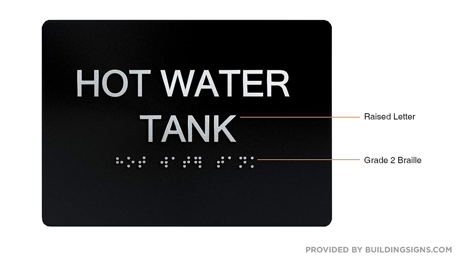 HOT Water Tank Sign The Sensation line -Tactile Signs