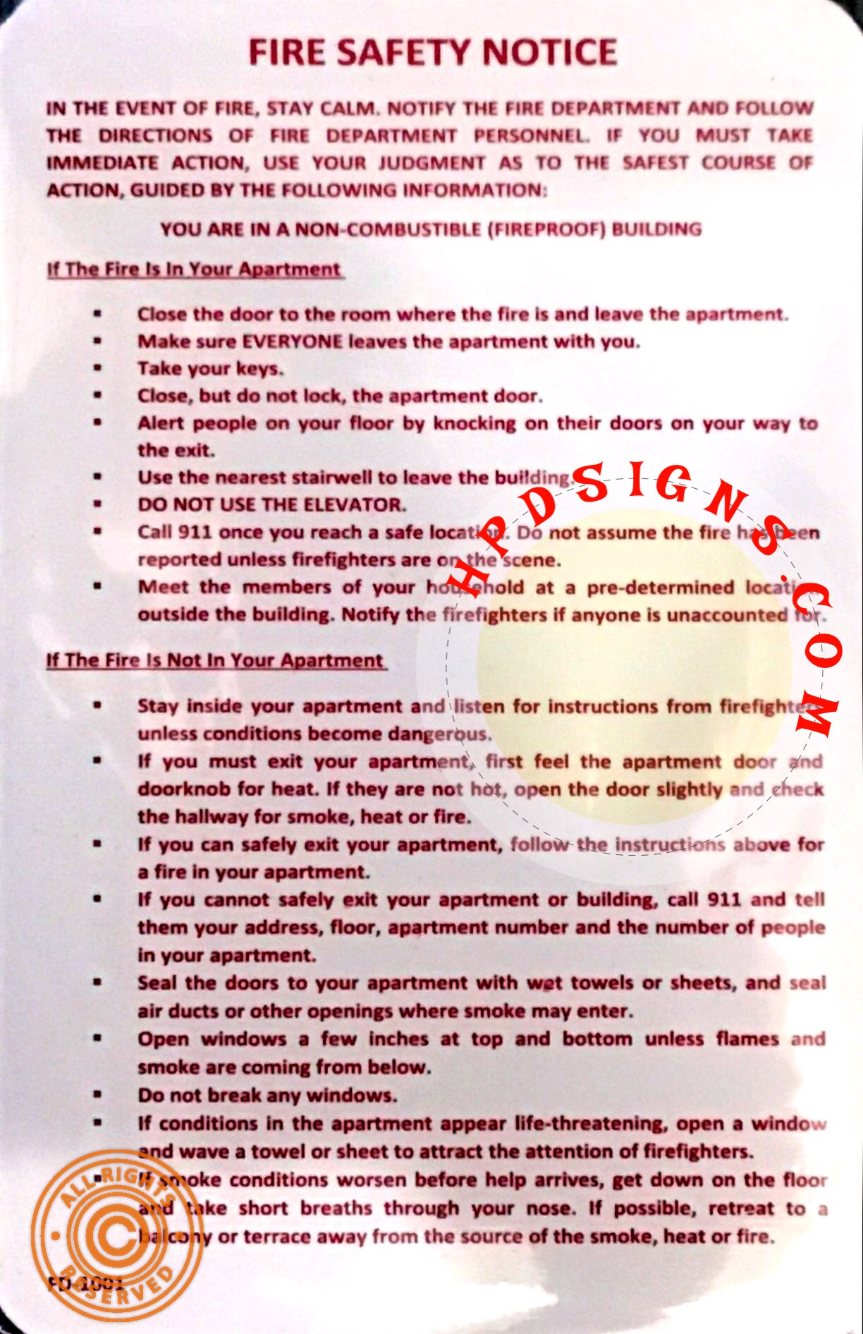 FIRE SAFETY NOTICE FIRE HPD NOON FIRE PROOF BUILDING (1)