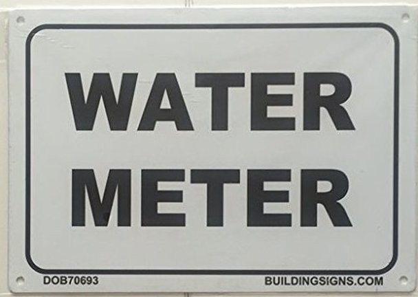 WATER METER ROOM- NO STORAGE PERMITTED SIGN (WHITE ALUMINIUM )