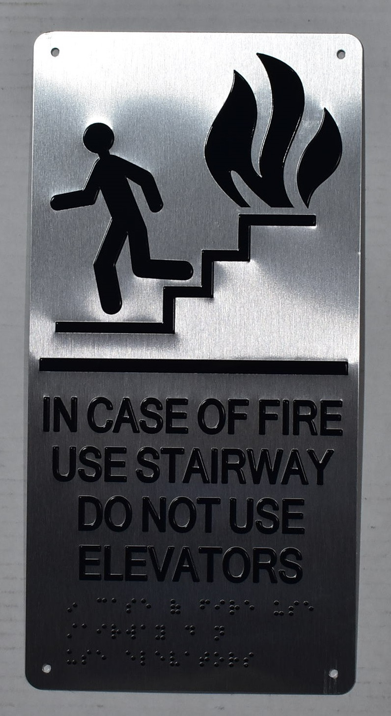 in CASE of FIRE DO NOT USE Elevator Sign (WhiteDouble Sided Tape)