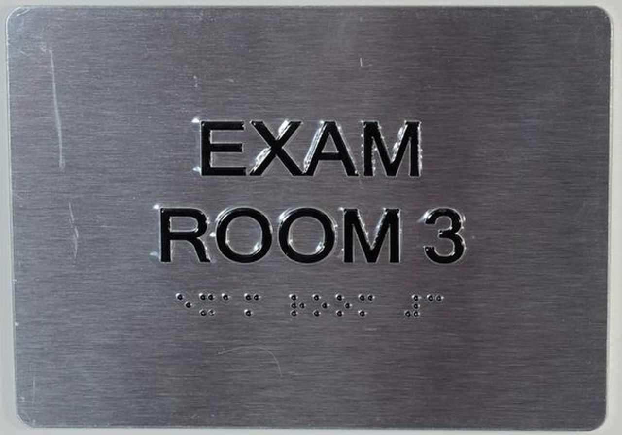 EXAM Room 4 Sign with Tactile Text and Braille Sign -Tactile Signs The ...