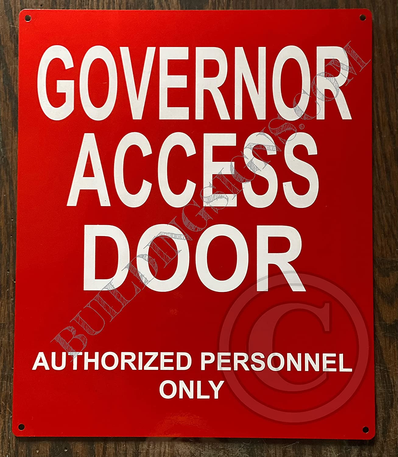 Governor Access Door Sign (Aluminum Reflective Signs, RED 10x12 ...