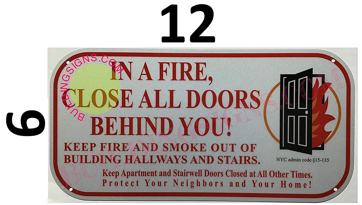 FDNY Sign, New York ."in a Fire, Close All Doors Behind You" Sign ...